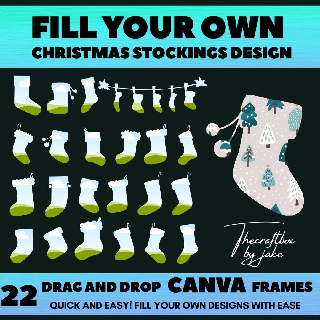 Christmas Stockings Canva Frame Bundle | Editable Template | 22 Easy ...