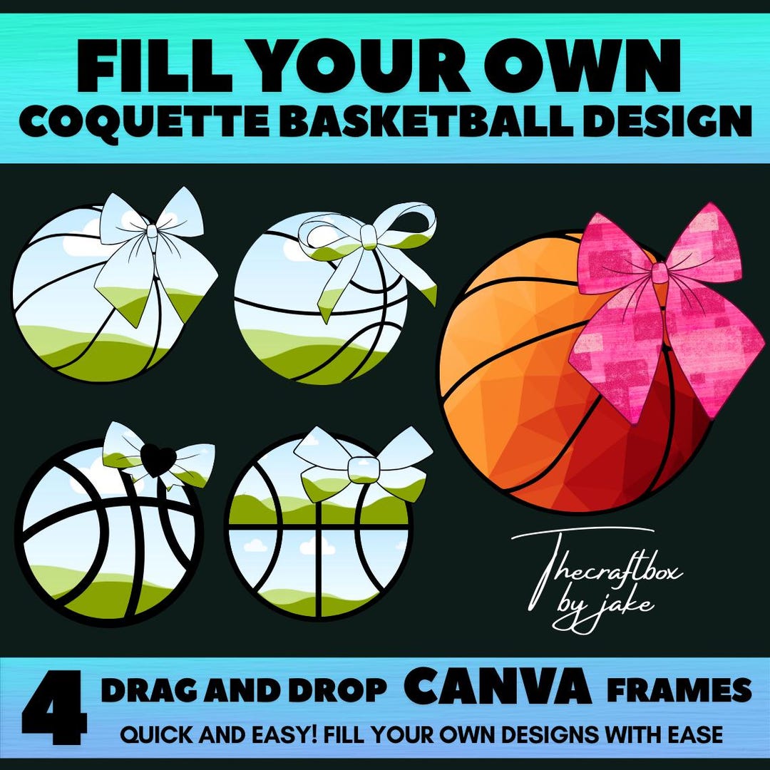 Coquette Basketball Canva Frame Templates , 4 Drag and Drop Canva ...