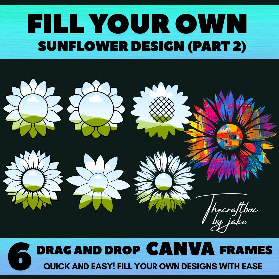 Trendy Sunflower Canva Frame Templates Part 2, DIY Sunflower PNG, 6 ...