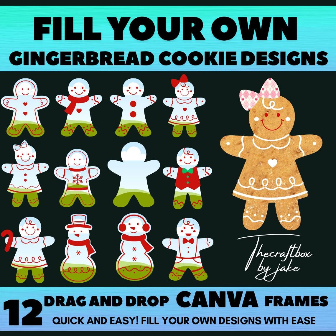 Christmas Gingerbread Cookie Canva Frames Bundle, Create Your Own ...