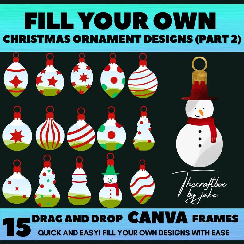 Christmas Ornament Canva Frames Bundle Part 2, Create Your Own ...