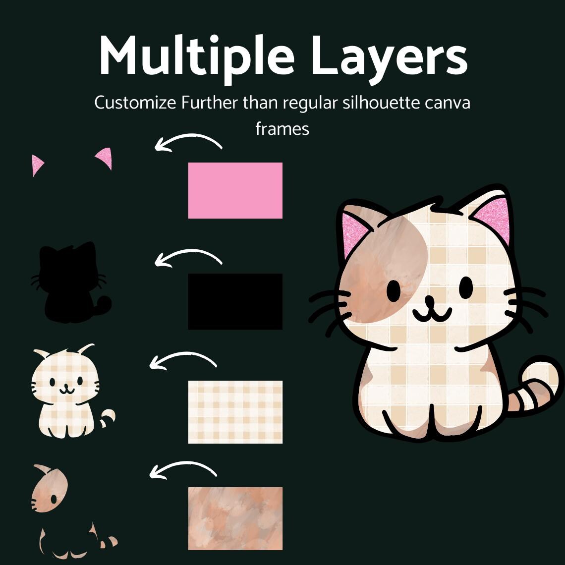 Cute Cat Canva Frames Bundle, 8 Drag & Drop Frames, Make Your Own PNG ...