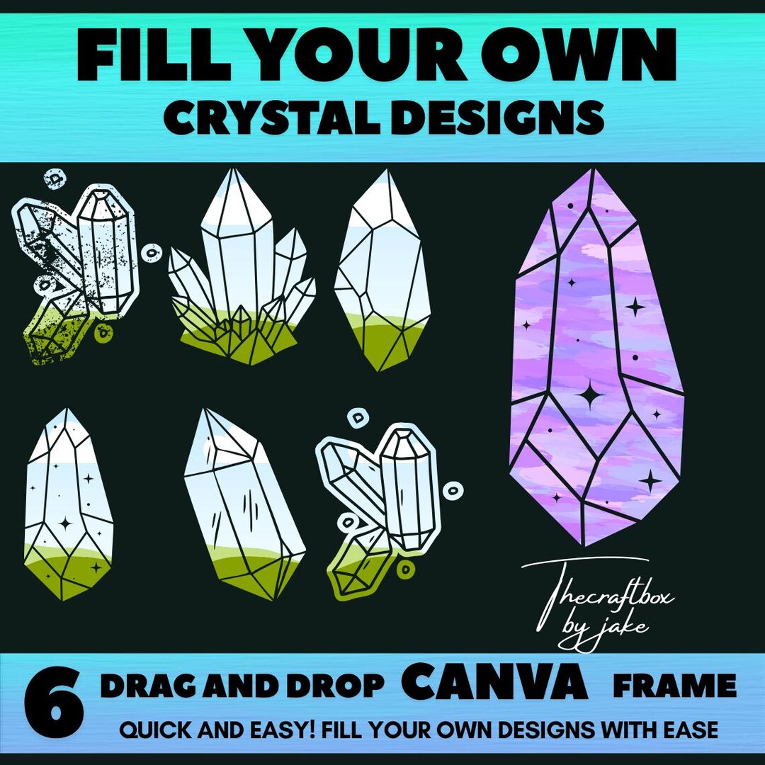 Mystic Crystal Canva Frames Bundle, 6 Drag & Drop Frames, Make Your Own ...