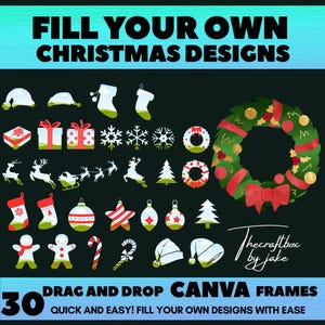 Christmas Canva Frames Bundle, Create Your Own Christmas Clipart, Easy ...