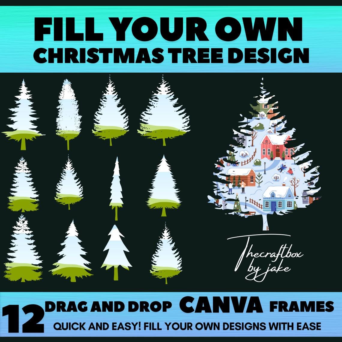 Christmas Tree Canva Frame Templates , 12 Drag and Drop Canva Frames ...