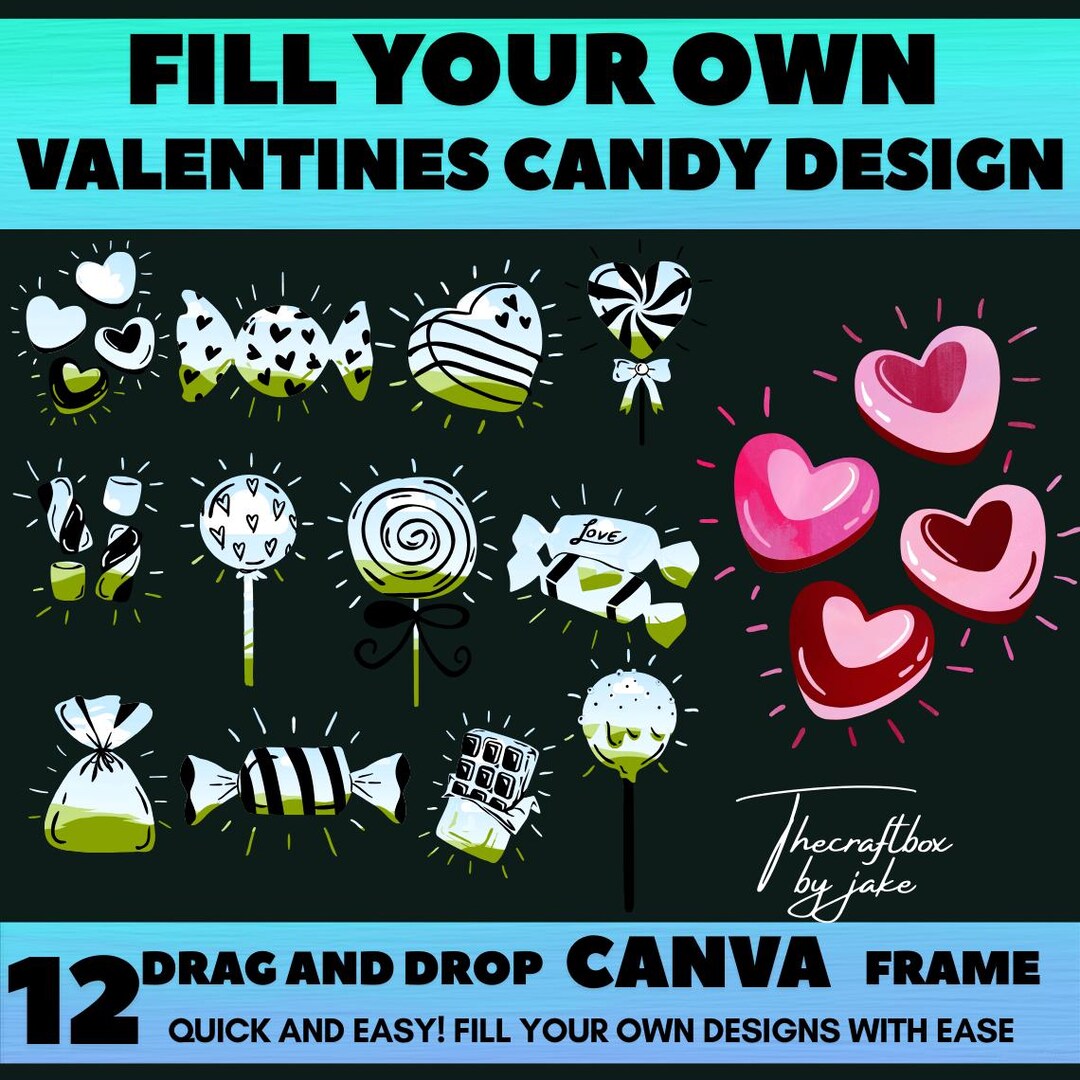 Valentines Candy Canva Frames Template, Create Your Own Custom PNG, 12 ...