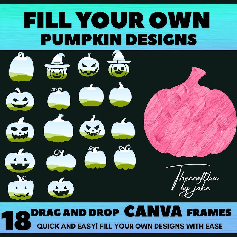 Spooky Halloween Pumpkin Canva Frames Bundle | Editable Templates | 18 ...