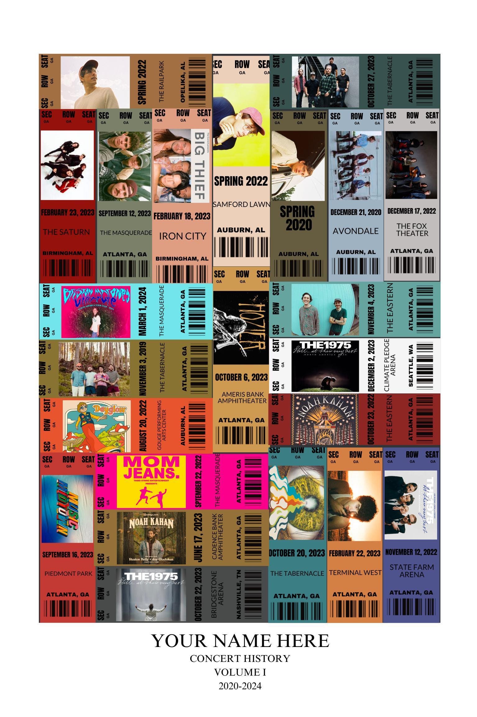 PERSONALIZED CONCERT COLLAGE - Commemorative Ticket Collage - Etsy