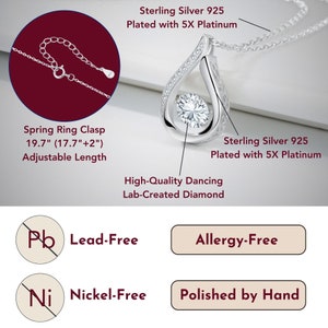 Tear Drop Necklace for Women With Brilliance in Motion, Chain S925 Sterling Silver Plated With ...