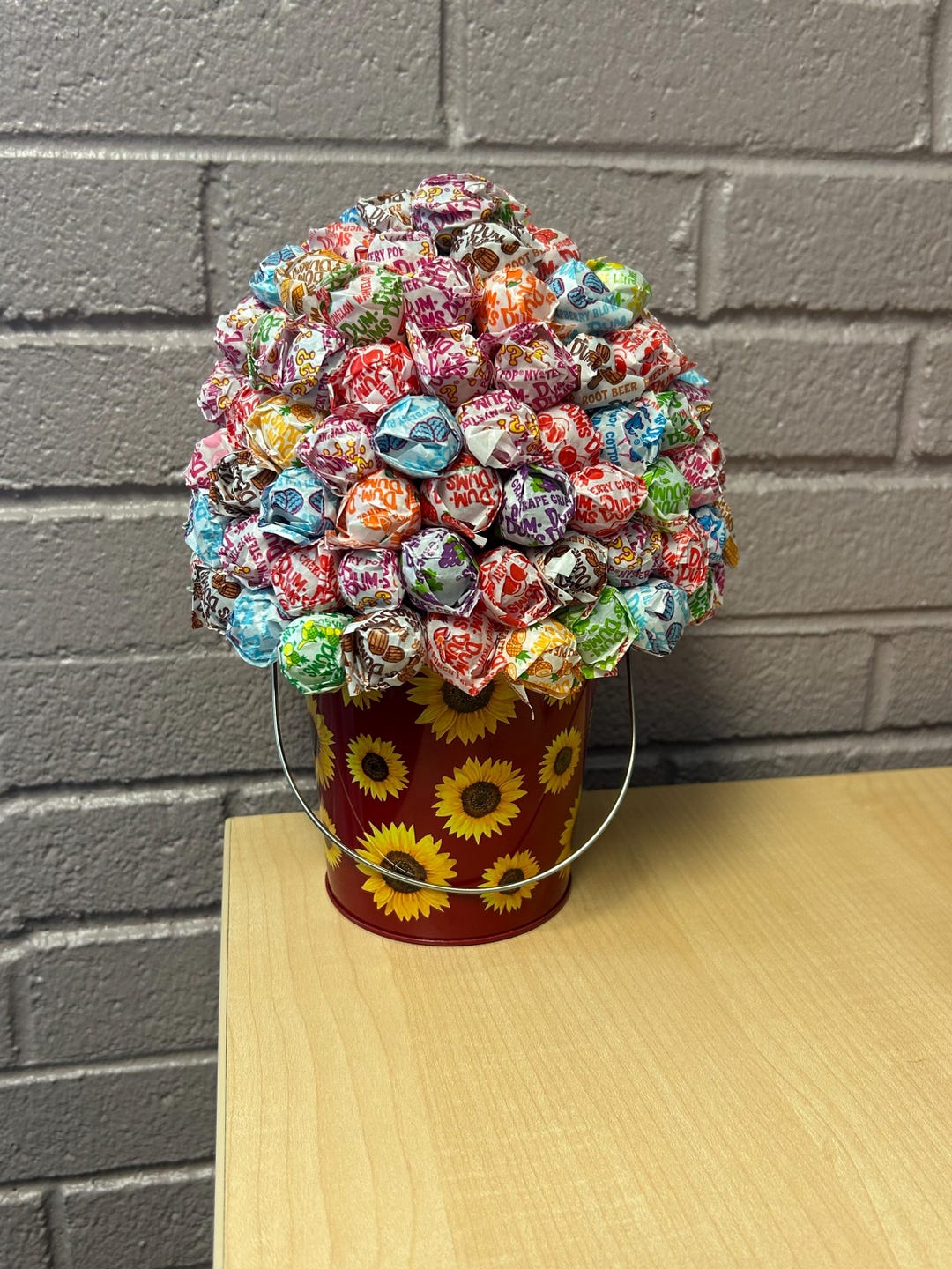 Dum Dum Lollipop Bouquet: Sunflower Tin Bucket Candy Gift - Etsy
