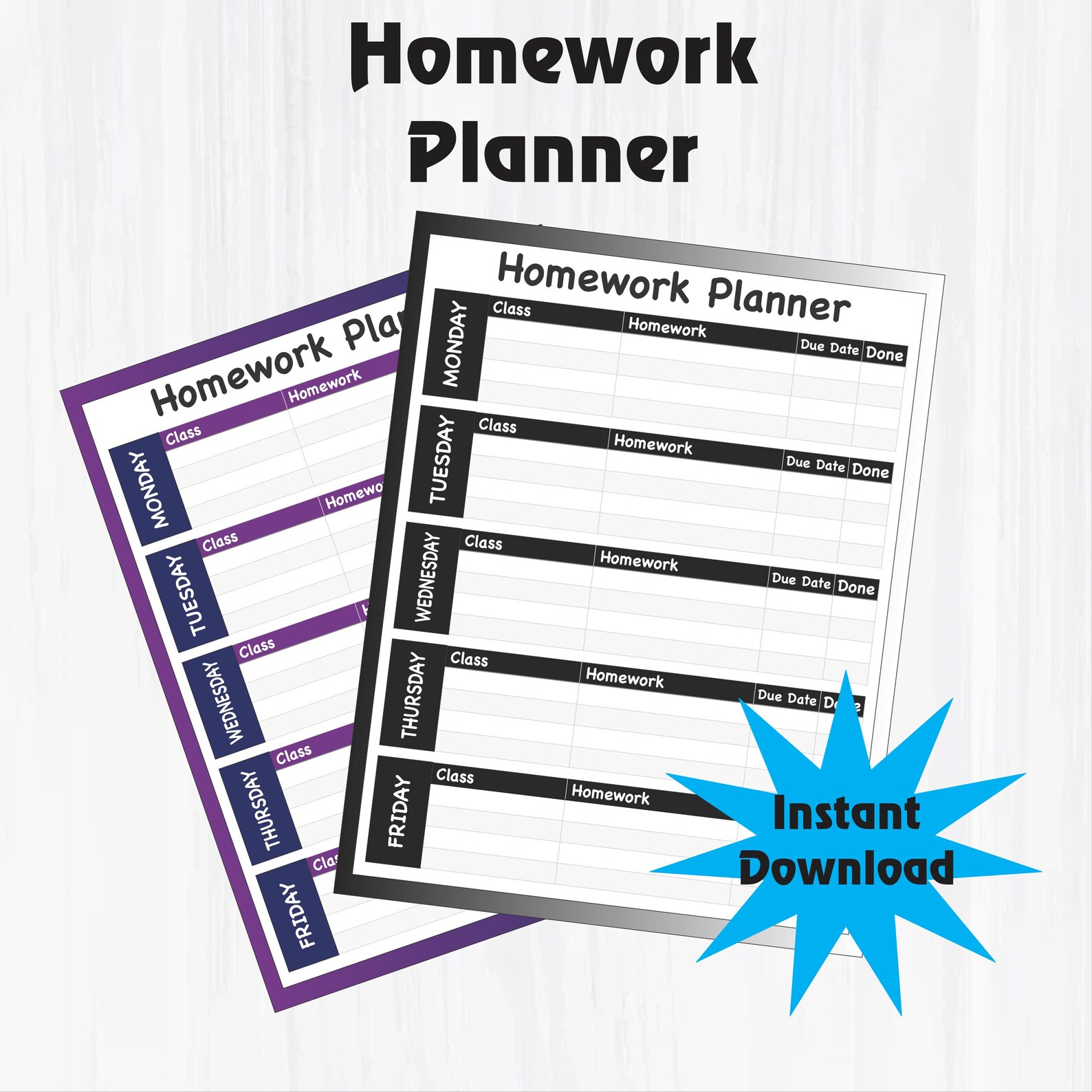 Homework Planner, Organization, Homework Educational Printable ...