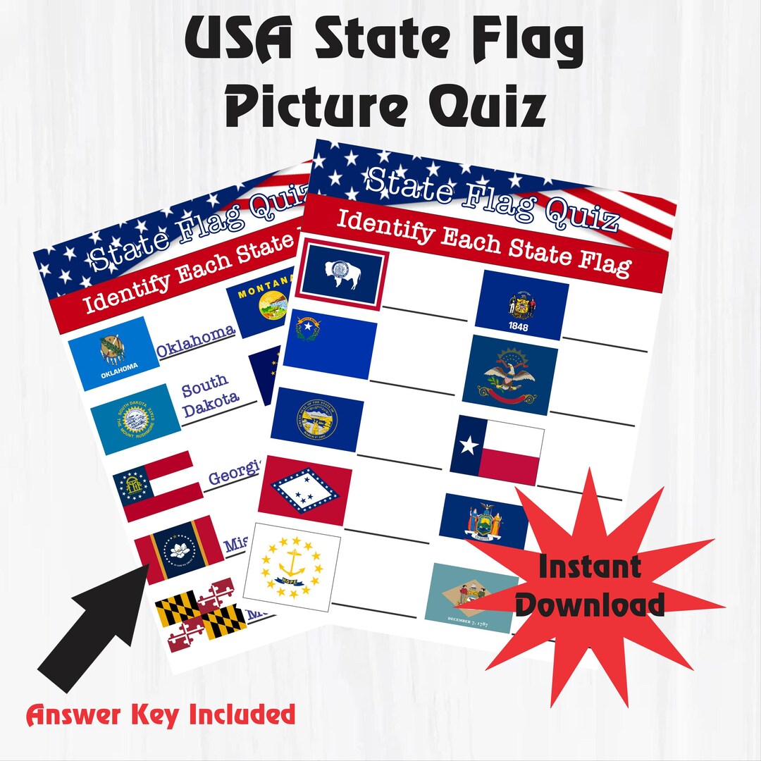 State Flag Picture Quiz, Name the State Flag Game, Educational ...