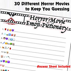 Horror Movie Emoji Pictionary, Halloween Printable Game, Scary Movie ...