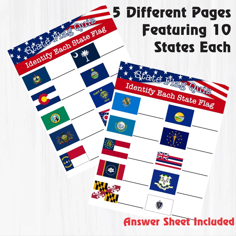 State Flag Picture Quiz, Name the State Flag Game, Educational ...