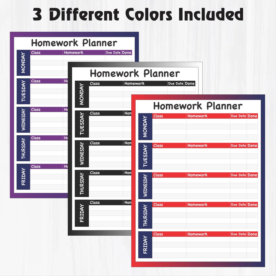 Homework Planner, Organization, Homework Educational Printable ...