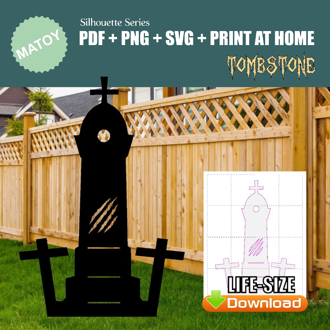 Tombstone Graveyard Yard Art Pattern | Trace & Cut Silhouette Stencil ...