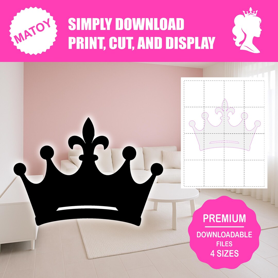 Princess Crown Silhouette Template | Royal Decor (digital Download) - Etsy