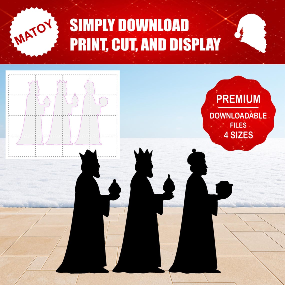 Three Wise Men Christmas Party an Wall Decor | Printable Life-size ...