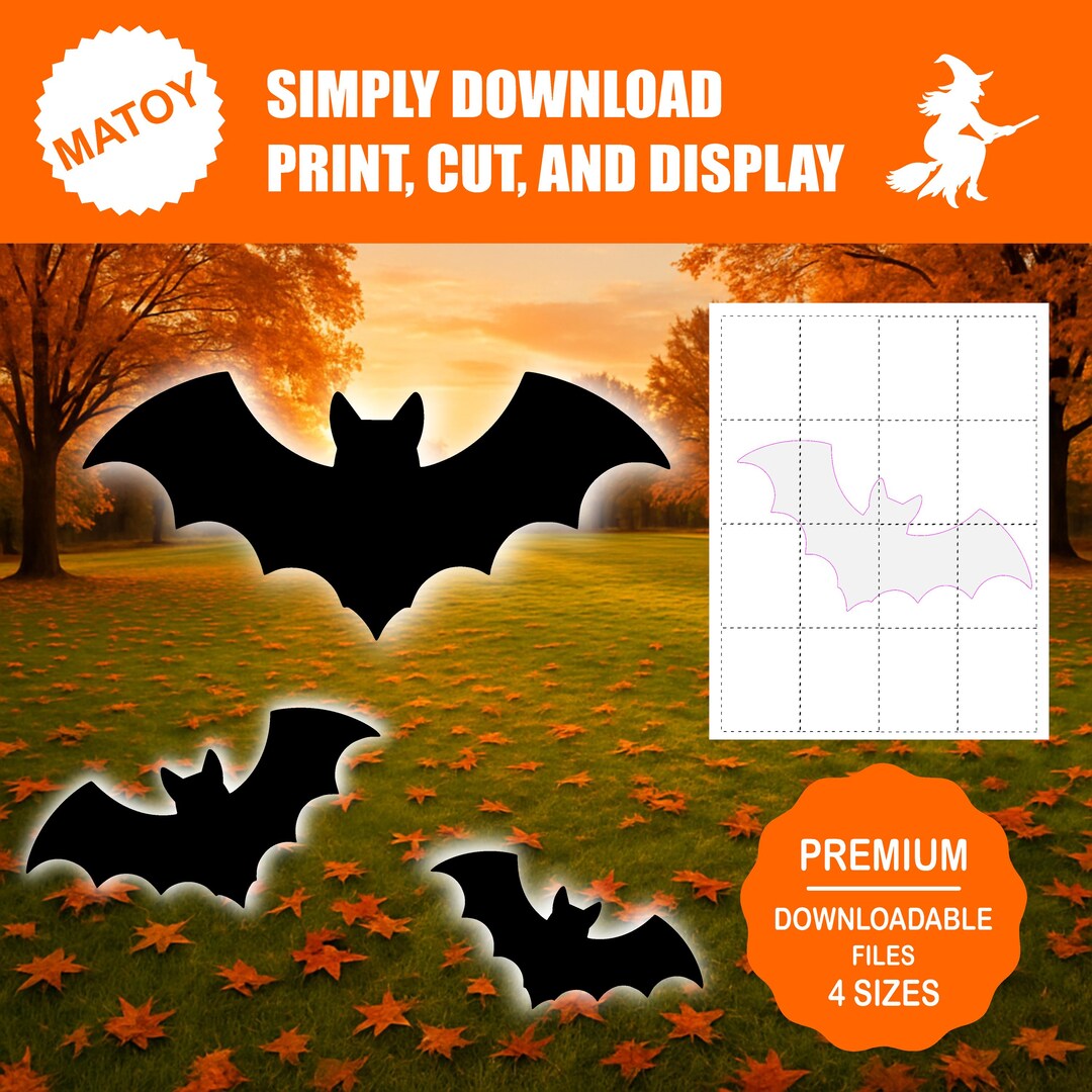 Flying Bat Halloween Party -yard and Wall Decor | Printable Life-size ...