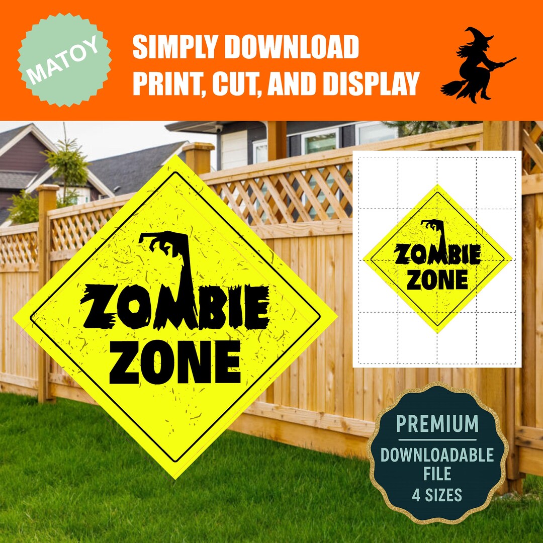 Zombie Zone Halloween Party | Wall Decor and Yard Art Template | Full ...