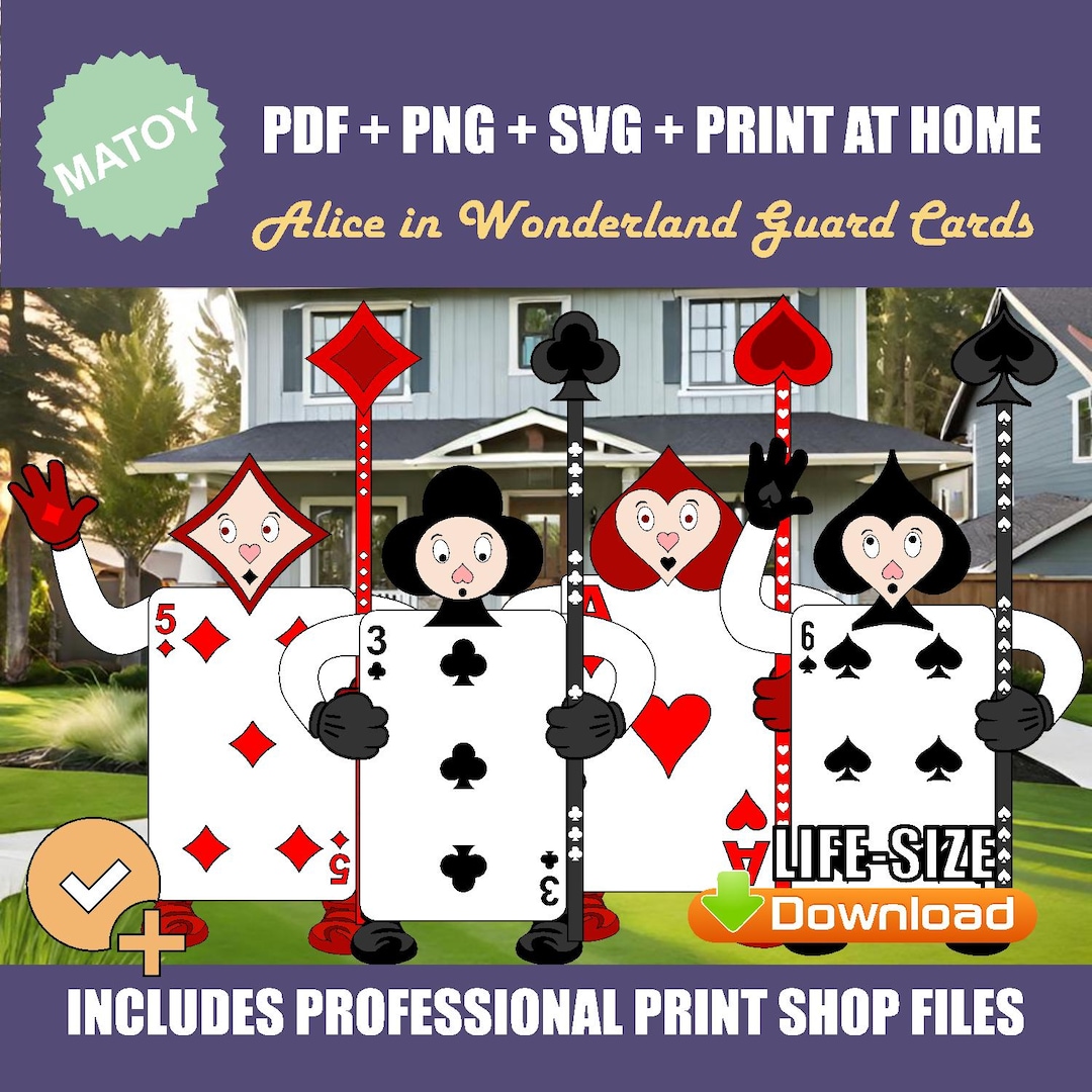 Alice in Wonderland Guard Cards | Life-size Printable Lawn Decorations ...