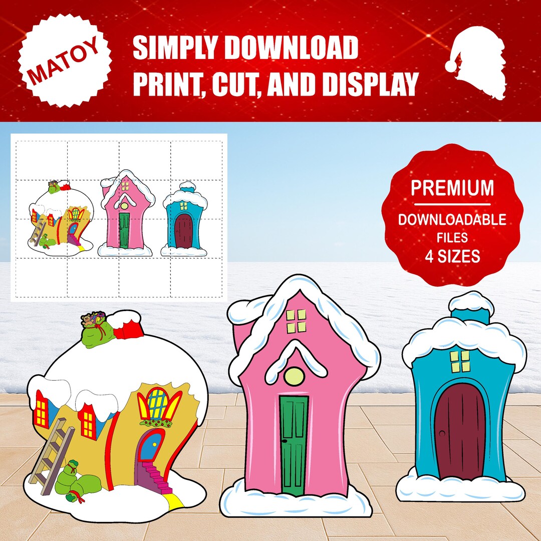 Whoville Village Houses Christmas Wall and Yard Art Patterns | Full ...