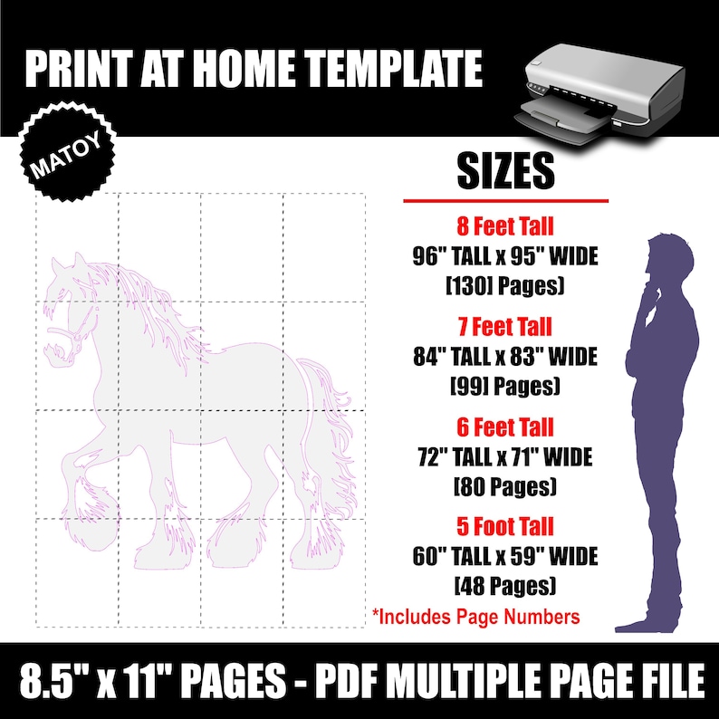 Clydesdale Horse Silhouette Template | Farm & Equestrian Wall Decor ...