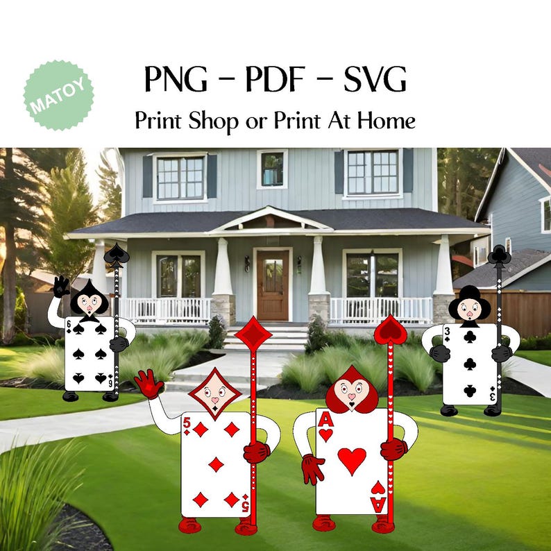 Alice in Wonderland Guard Cards Printable Lawn Decor Wall Decor Vector ...