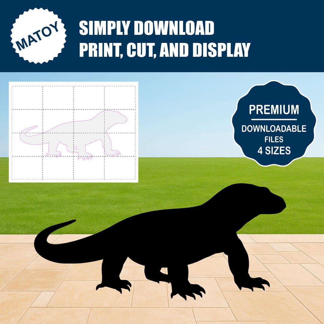 Komodo Dragon Silhouette Template | Printable Life-size Decor (digital ...