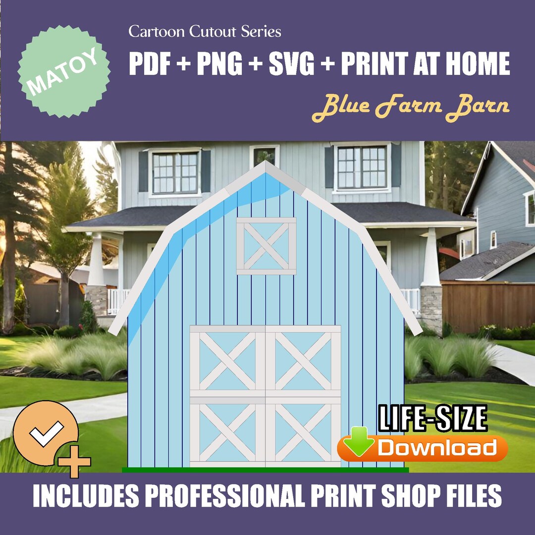 Blue Farm Barn Yard Art Pattern | Full-color Printable and Professional ...