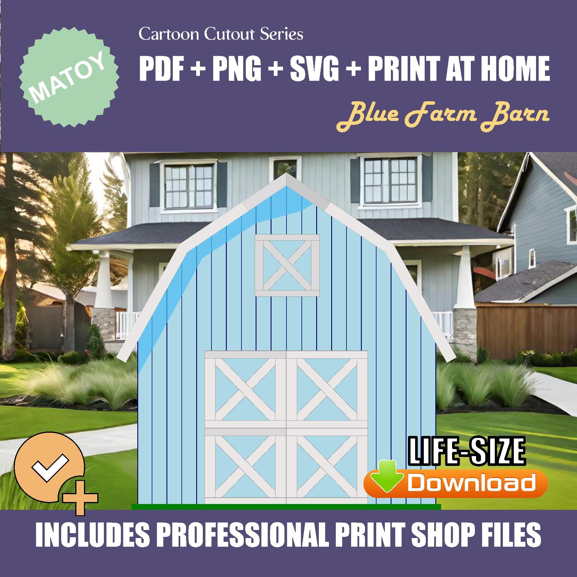 Blue Farm Barn Yard Art Pattern | Full-color Printable and Professional ...