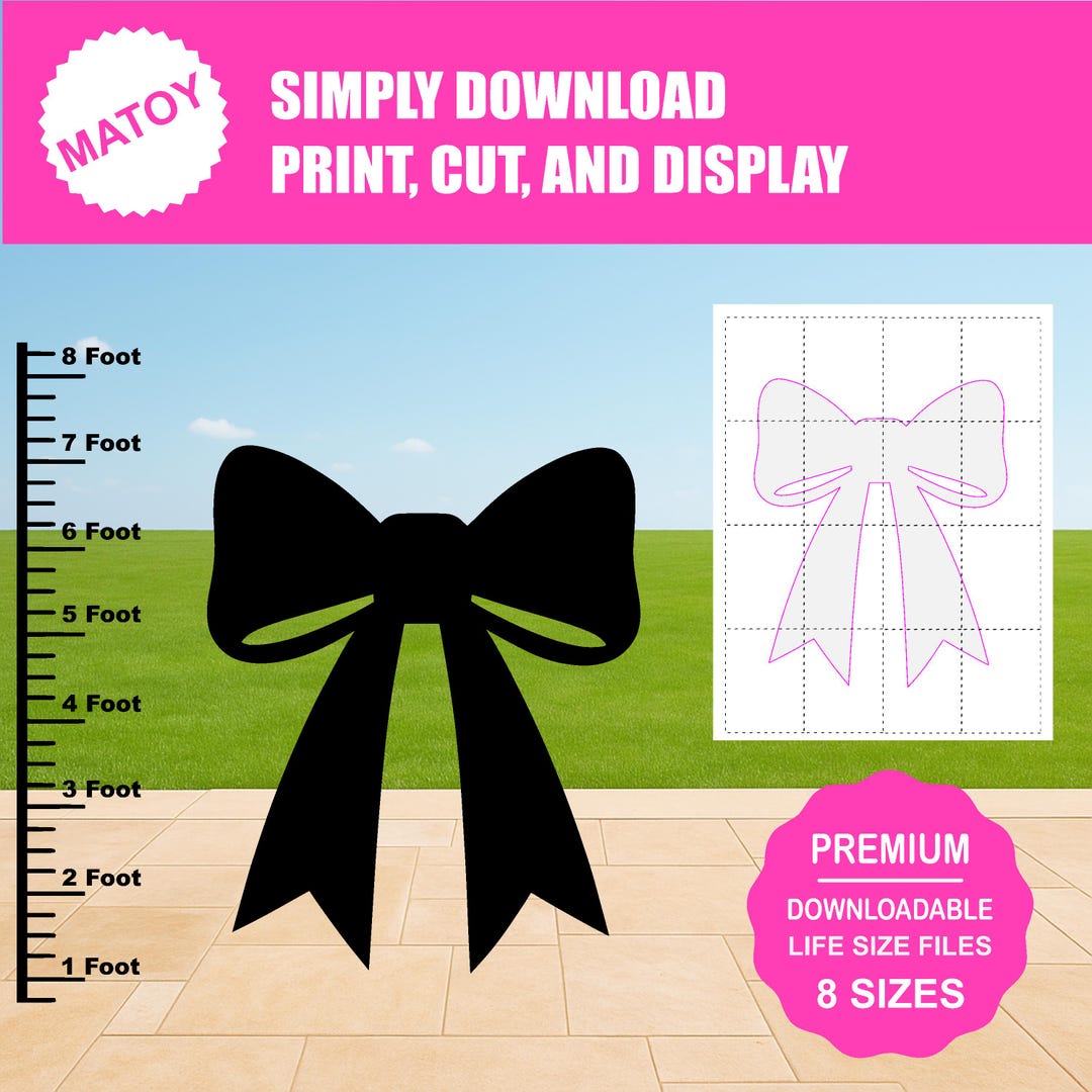 Bow Silhouette Printable | Party & Event Yard Art | Gift Bow Wall Decor ...