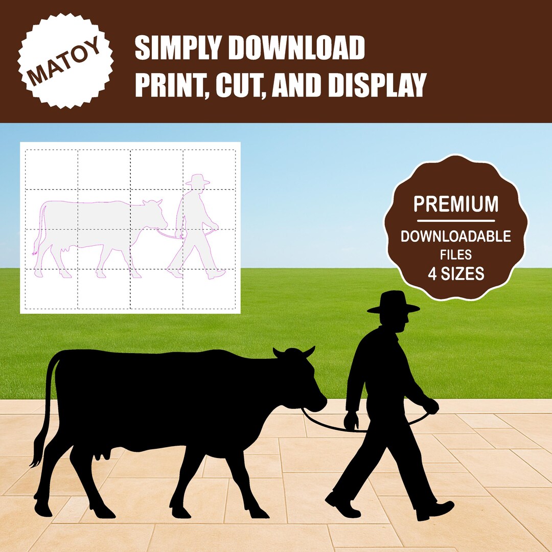 Cowboy With Cow Farm Party and Wall Decor | Printable Life-size ...