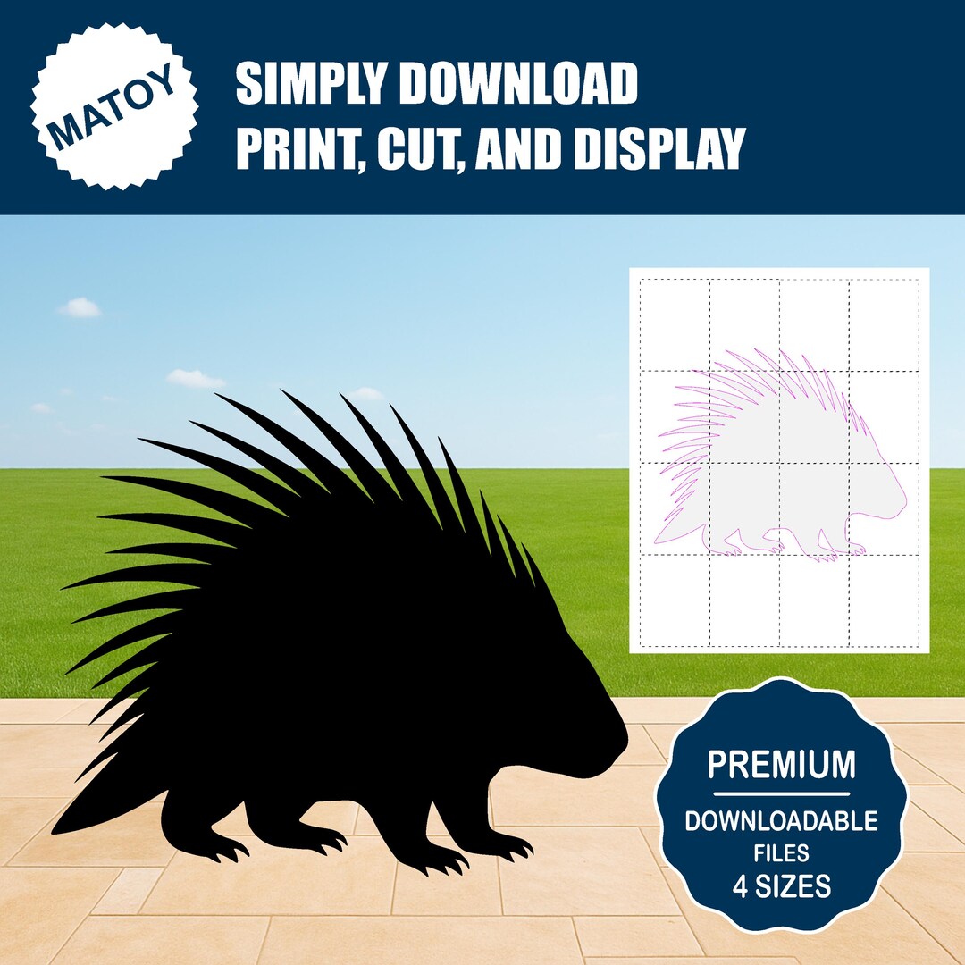 Porcupine Silhouette Template | Printable Life-size Pattern (digital ...