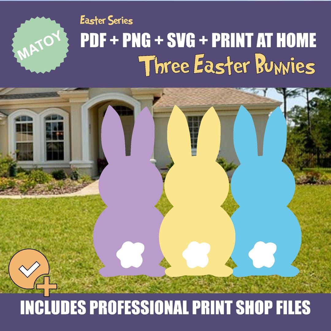 Easter Bunnies Yard & Wall Art Pattern | Full-color Printable and ...