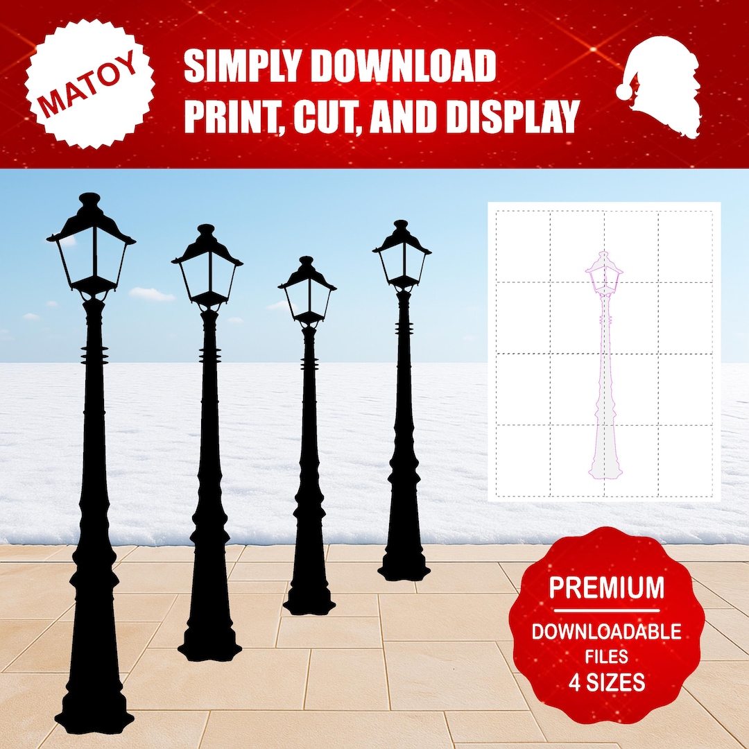 Street Light Silhouette Template | Printable Lamppost City Decor ...