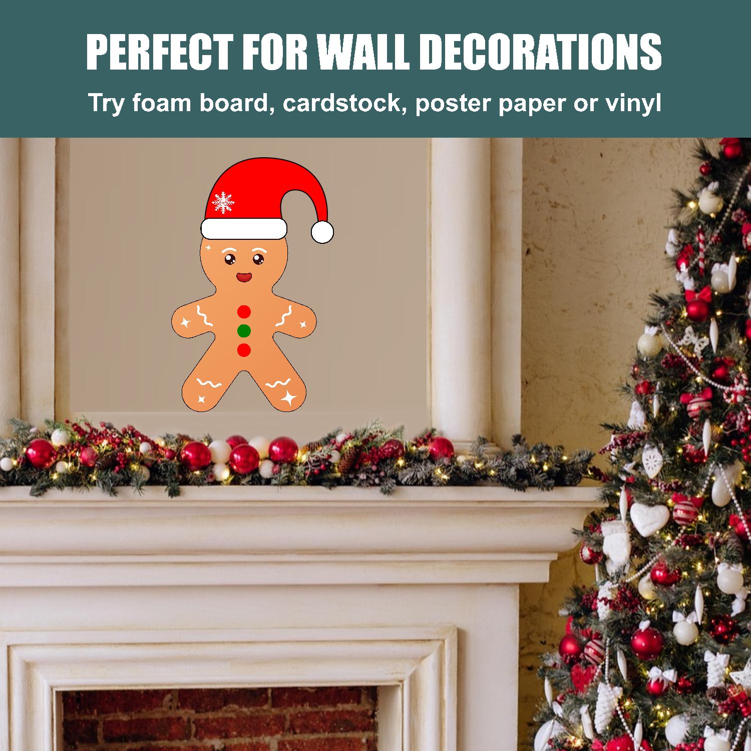 Gingerbread Man Christmas Decor Template | Life-size Printable (digital ...