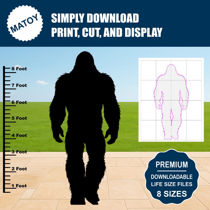 Bigfoot Silhouette Printable | Life-size Sasquatch Cutout (digital ...