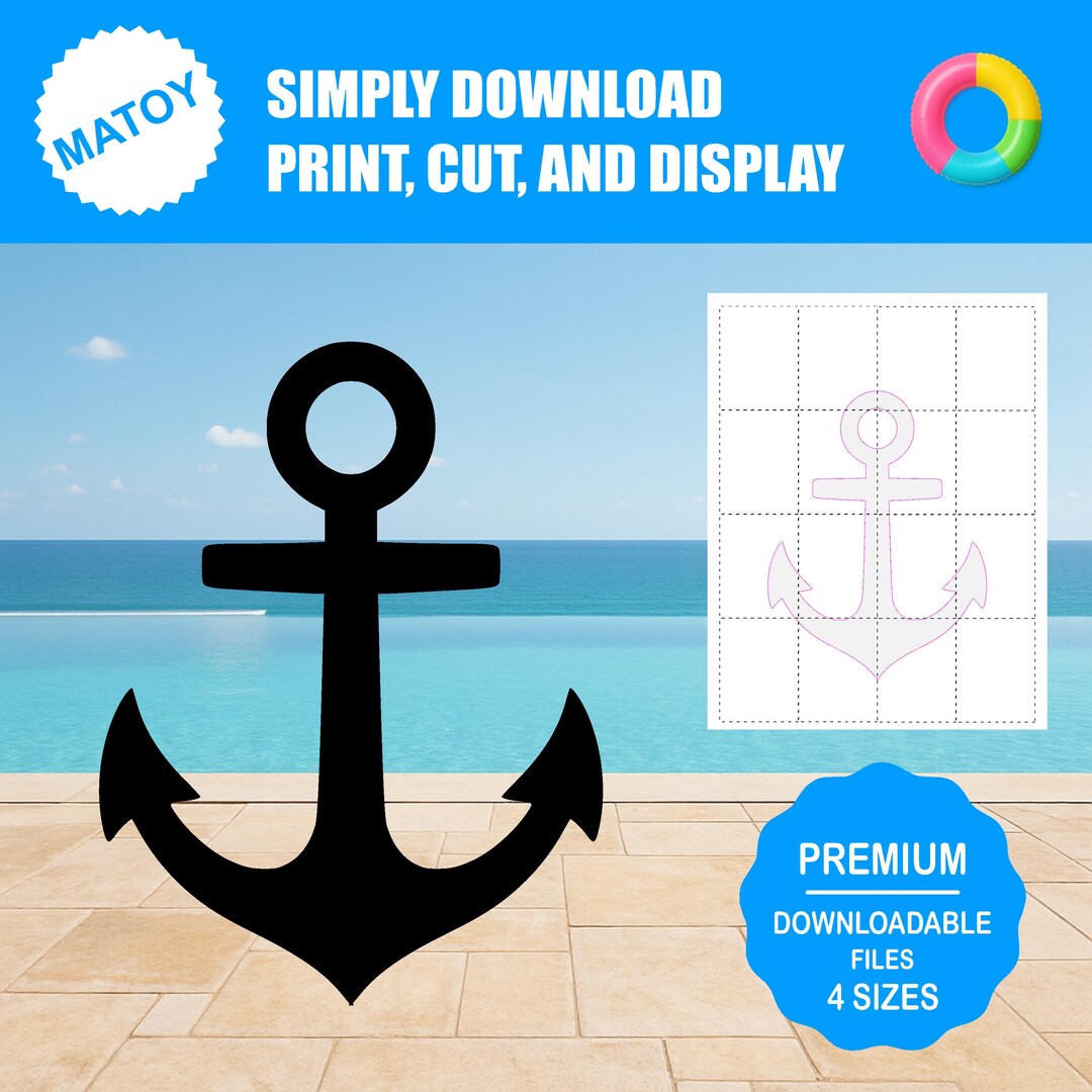 Plantilla de silueta de ancla de barco / Decoración náutica para fiesta ...