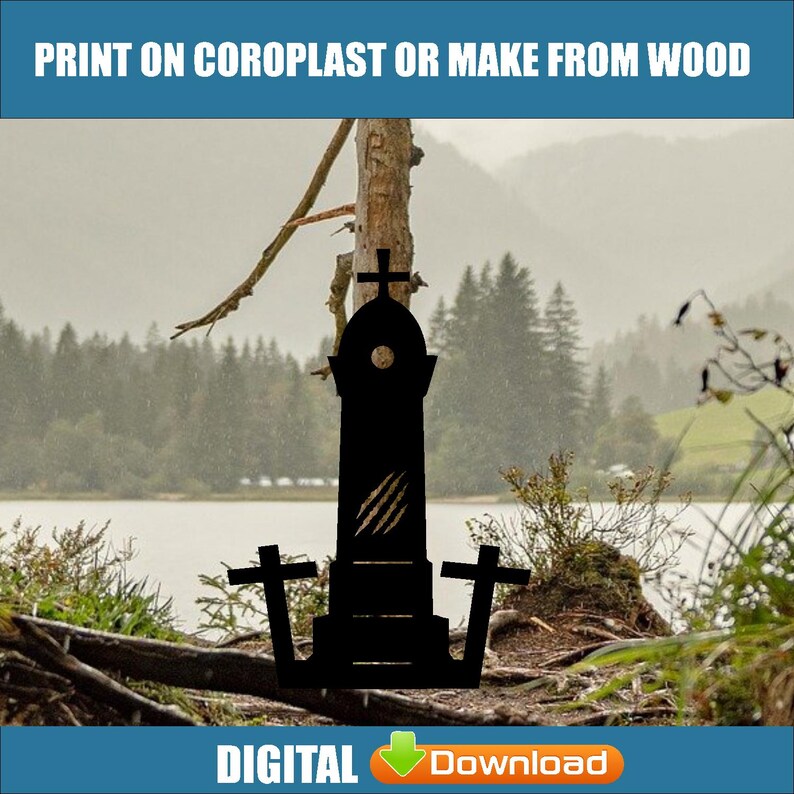 Tombstone Graveyard Yard Art Pattern | Trace & Cut Silhouette Stencil ...