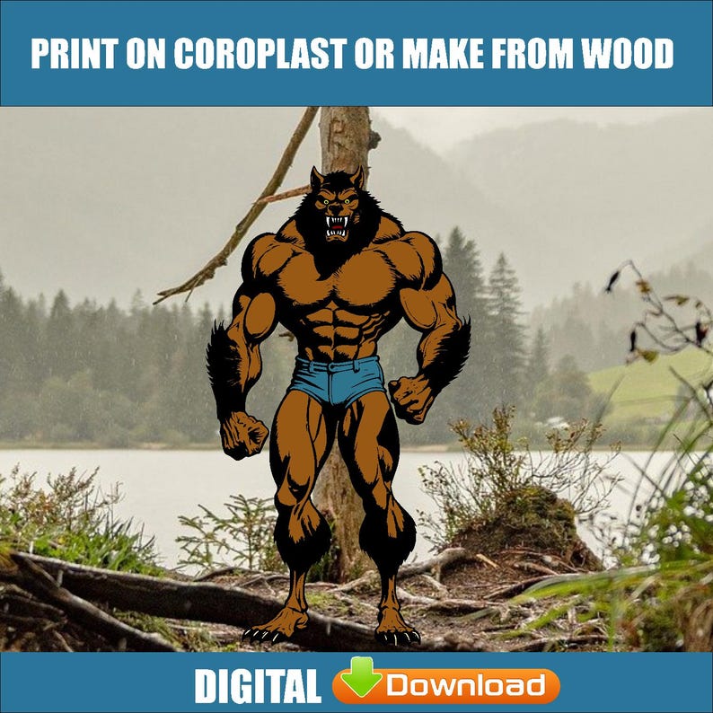 Werewolf Life Size Yard Art Pattern | Full-color Printable and ...