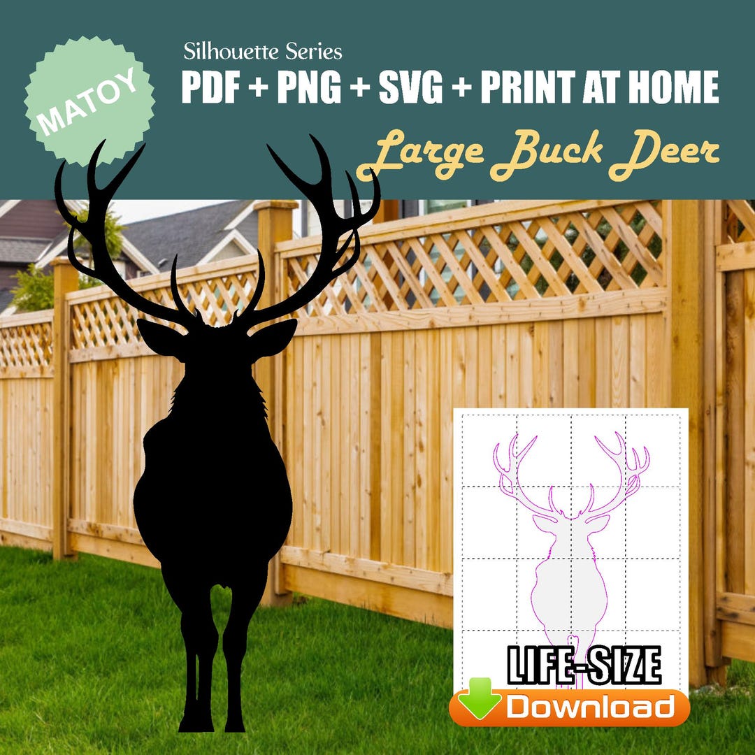 Large Buck Deer Yard Art Pattern | Trace & Cut Silhouette Stencil ...