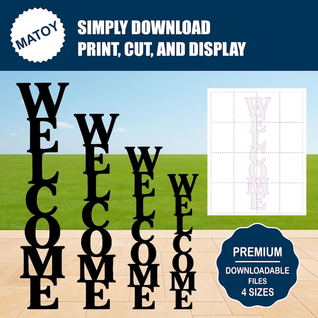 Vertical Welcome Sign Silhouette Template | Porch Decor (digital ...