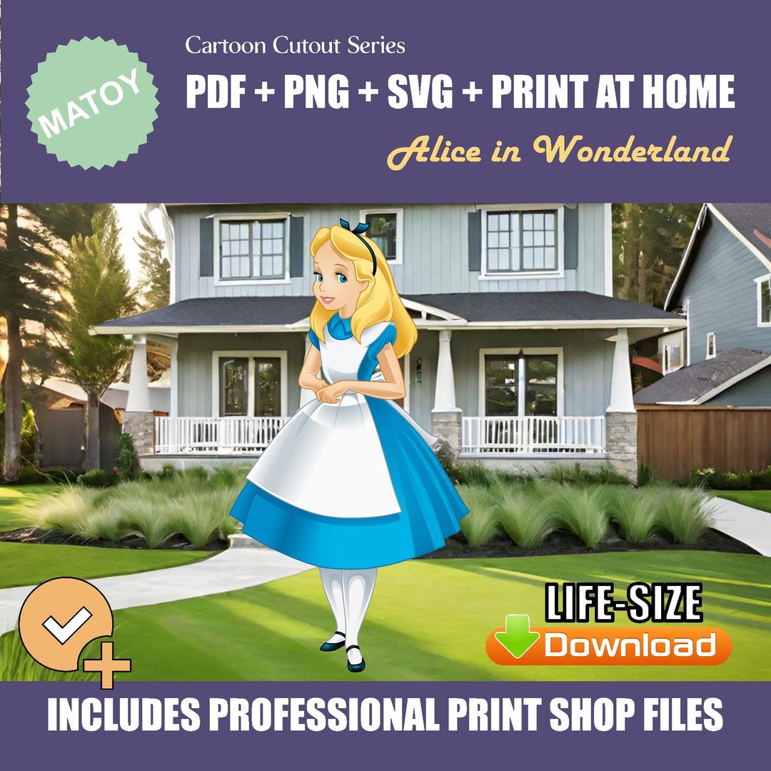 Alice in Wonderland Alice | Life-size Printable Lawn Decorations | DIY ...