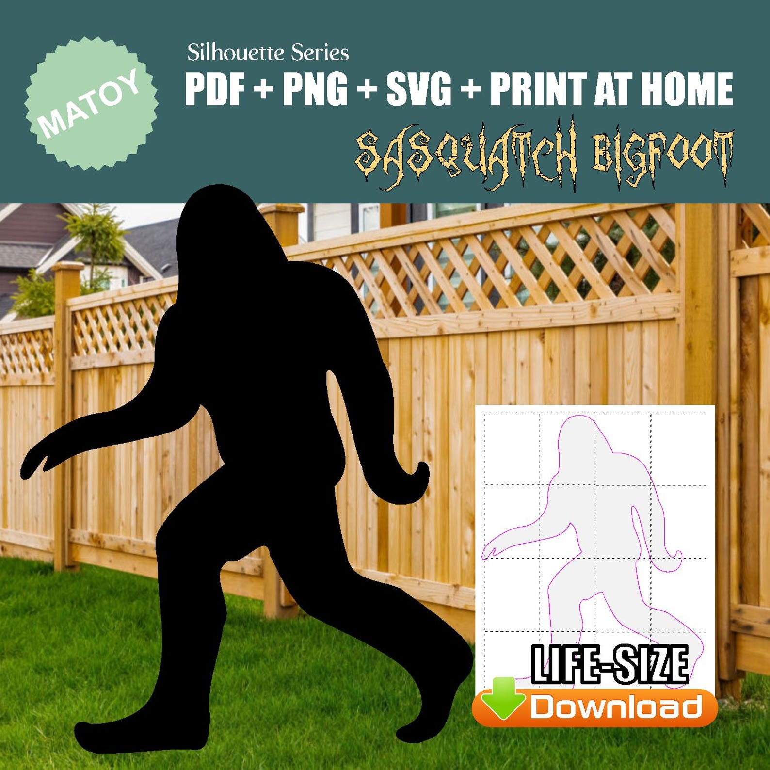 Sasquatch Bigfoot Yard Display Life Size Cutout Outdoor Silhouette ...