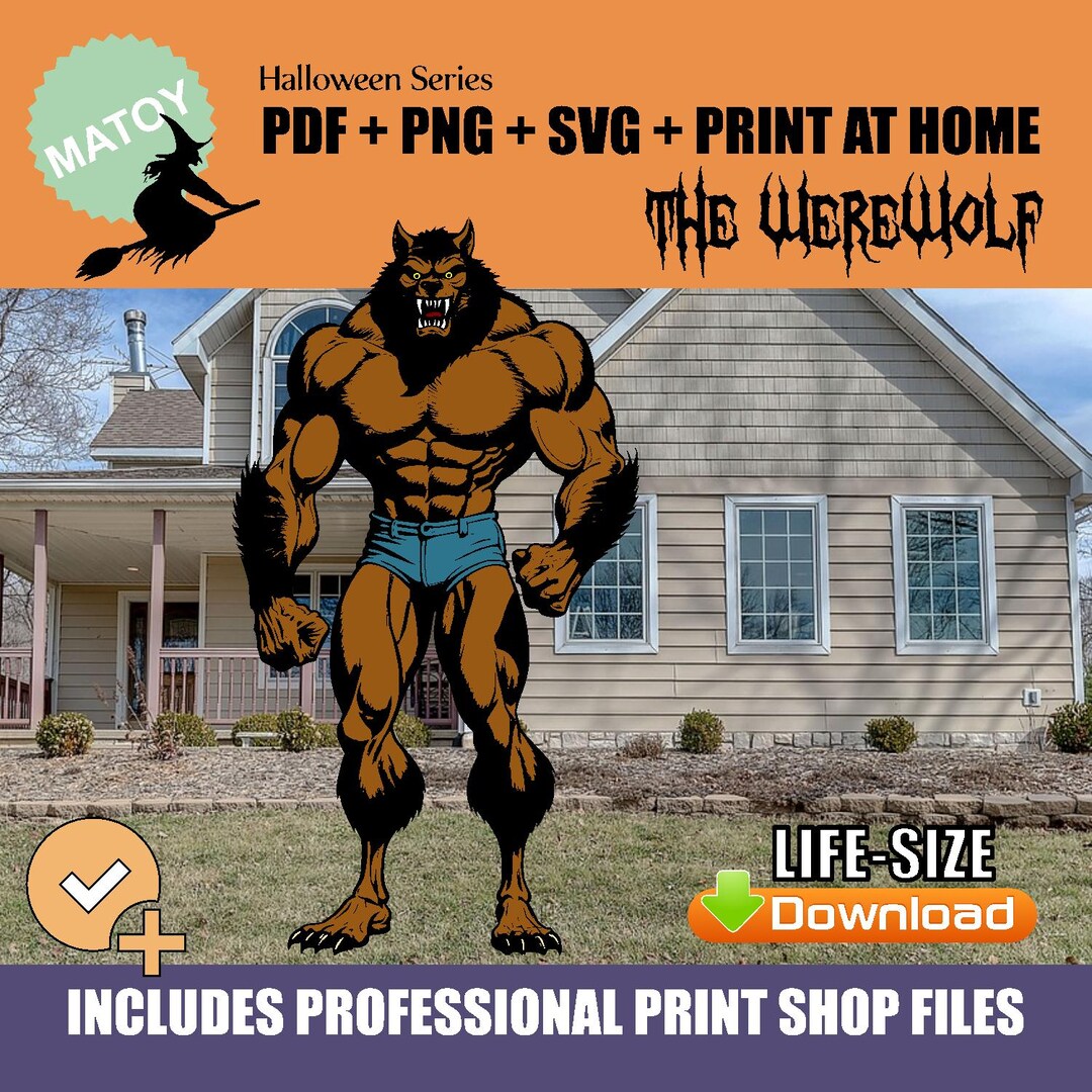 Werewolf Life Size Yard Art Pattern | Full-color Printable and ...