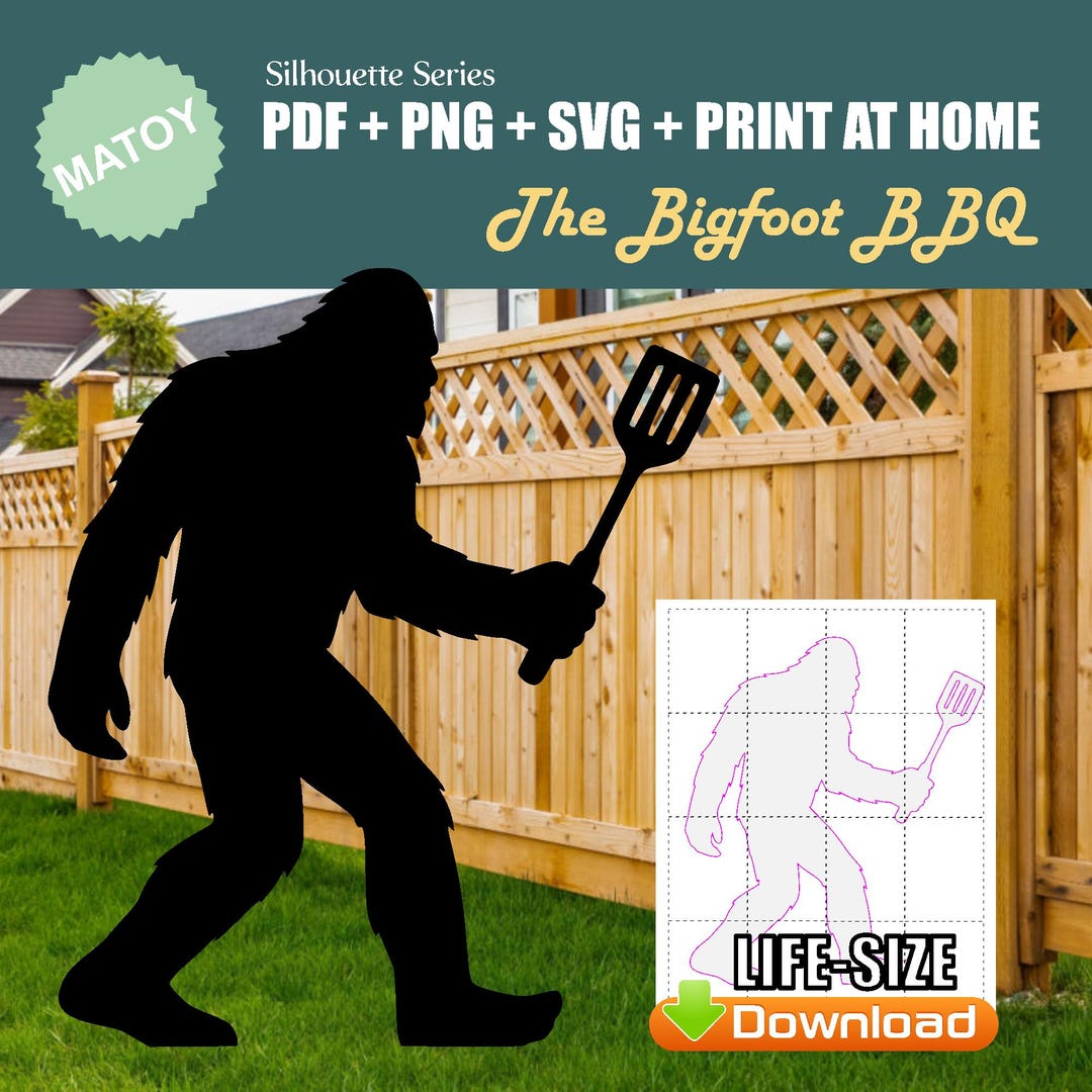 Sasquatch Bigfoot BBQ Party and Wall Decor | Printable Life-size ...