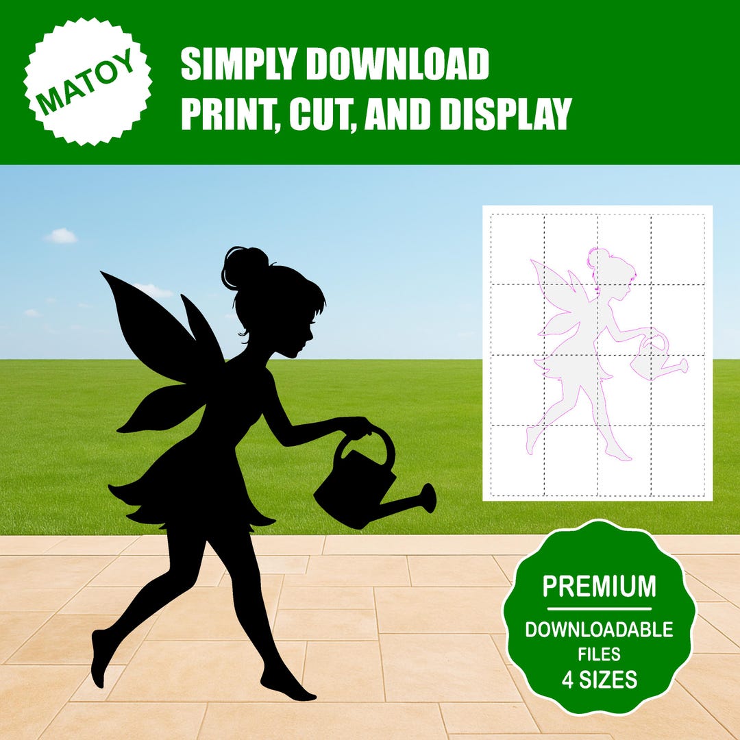 Gardening Fairy Party and Wall Decor | Printable Life-size Silhouette ...