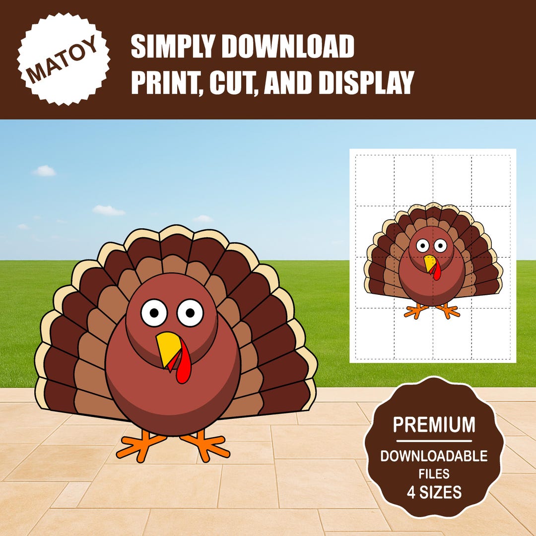 Turkey Printable Template | Thanksgiving Party Decor, DIY Craft (PDF ...