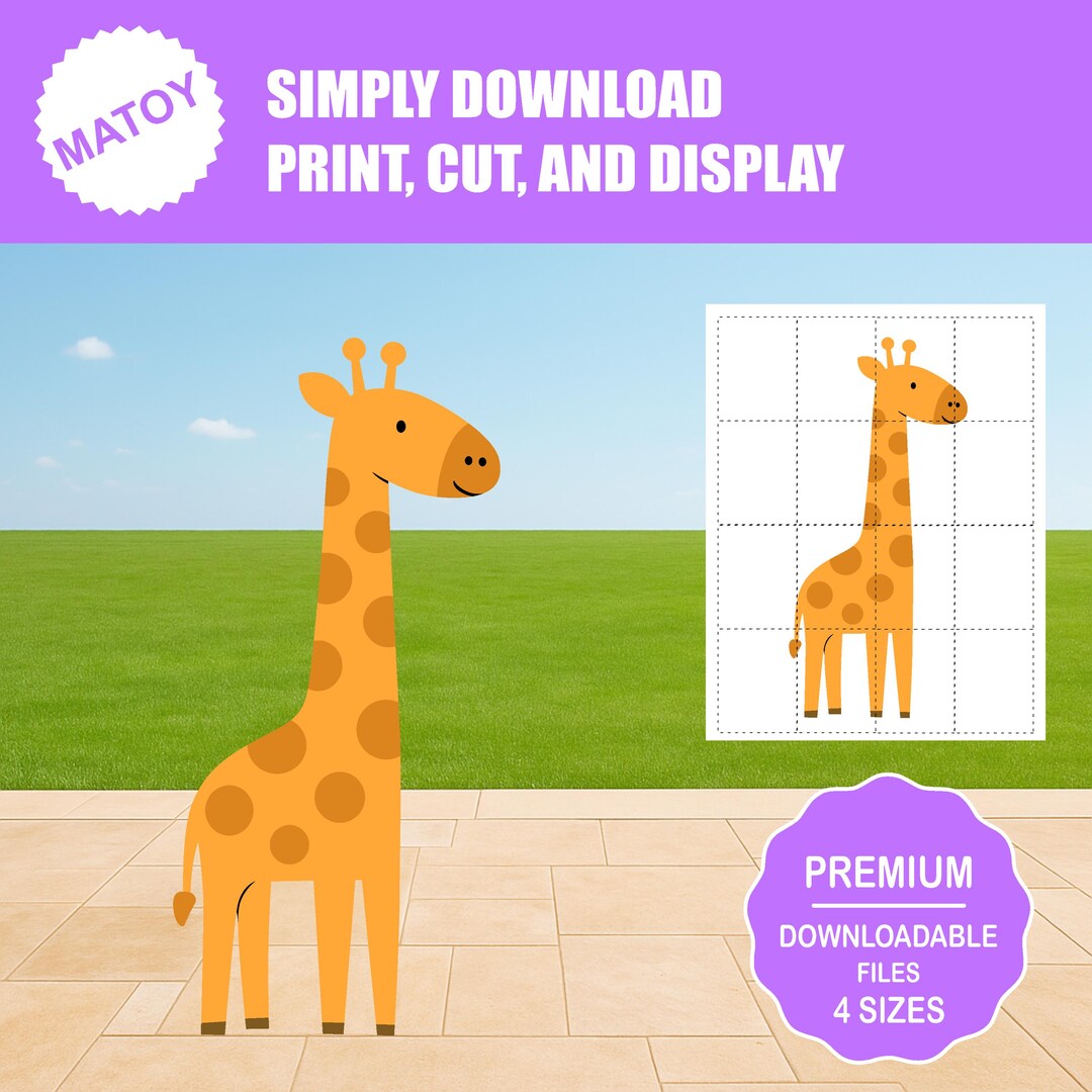 Giraffe Cutout Template | Printable Life-size Cartoon (digital Download ...